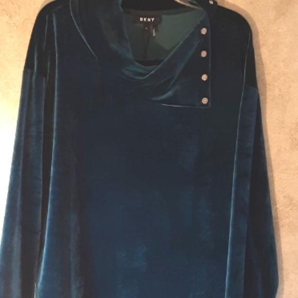 Dkny | Tops | Dkny Top New Velvet Dark Green Swag Neck Size Mediumnew ...